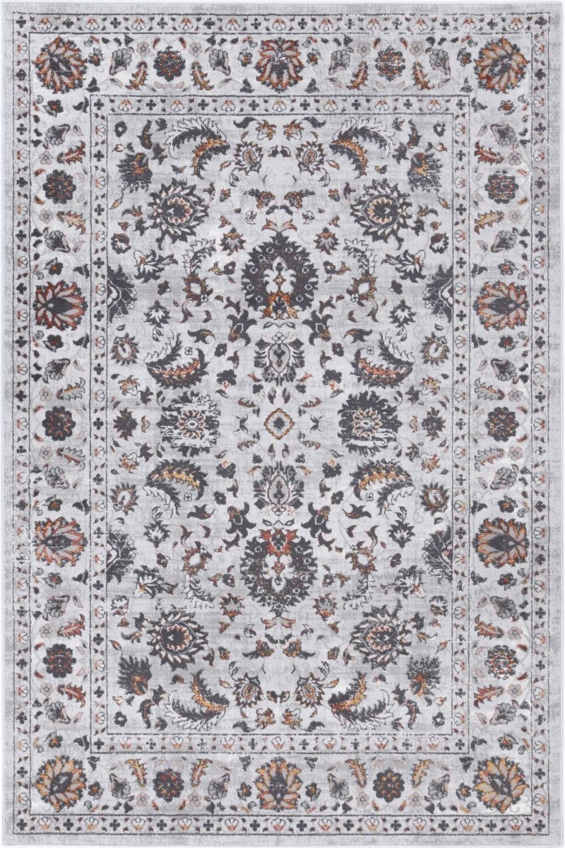 Icon Dark Grey Floral Rug | Ruggy